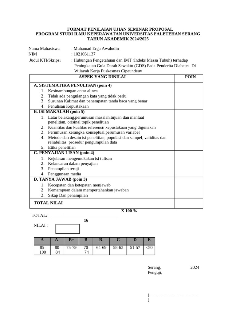 Format Penilaian Proposal - Revisi | PDF