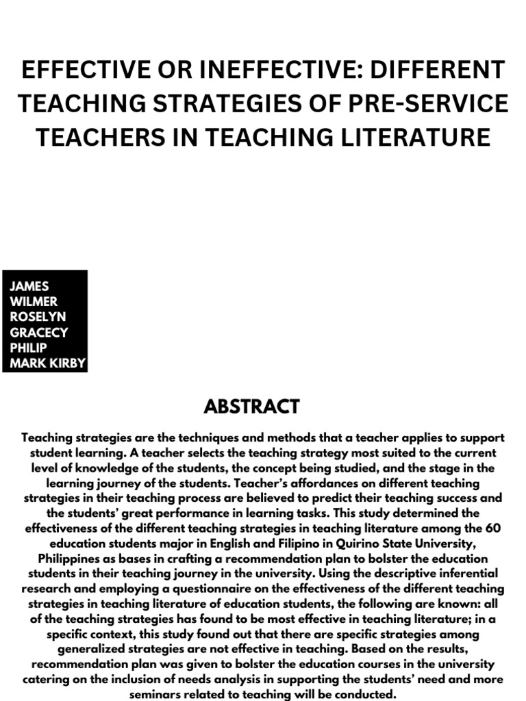 Effective or Ineffective Different Teaching Strategies | PDF