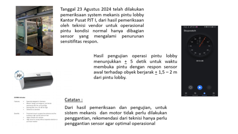 Hasil Pemeriksaan Pintu Lobby | PDF