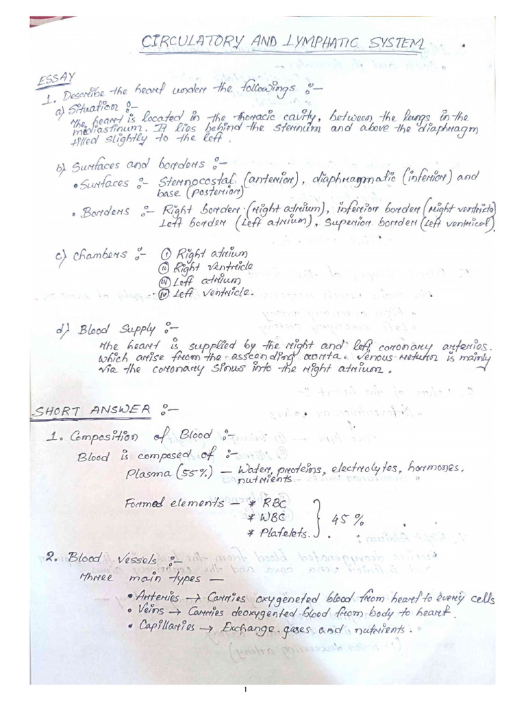 Circulatory and Lymphatic System. | PDF