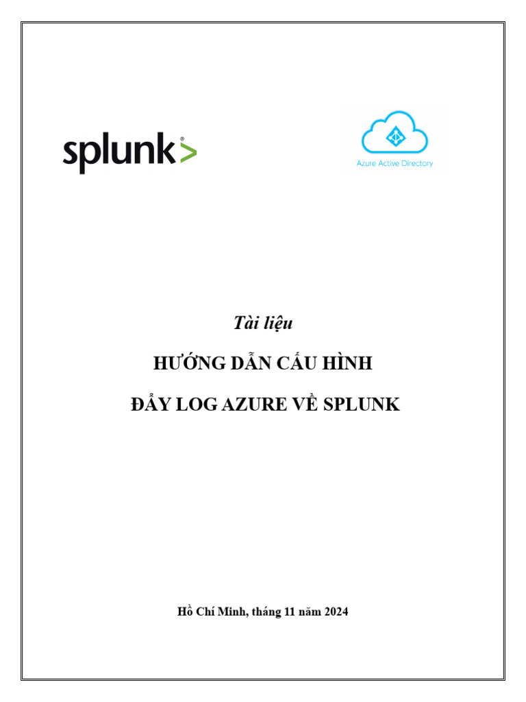 Hướng Dẫn Cấu Hình Đẩy Log Azure Về Splunk: Tài liệu | PDF