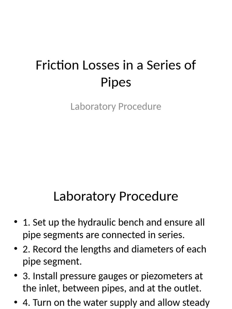Friction Losses Procedure Presentation | PDF