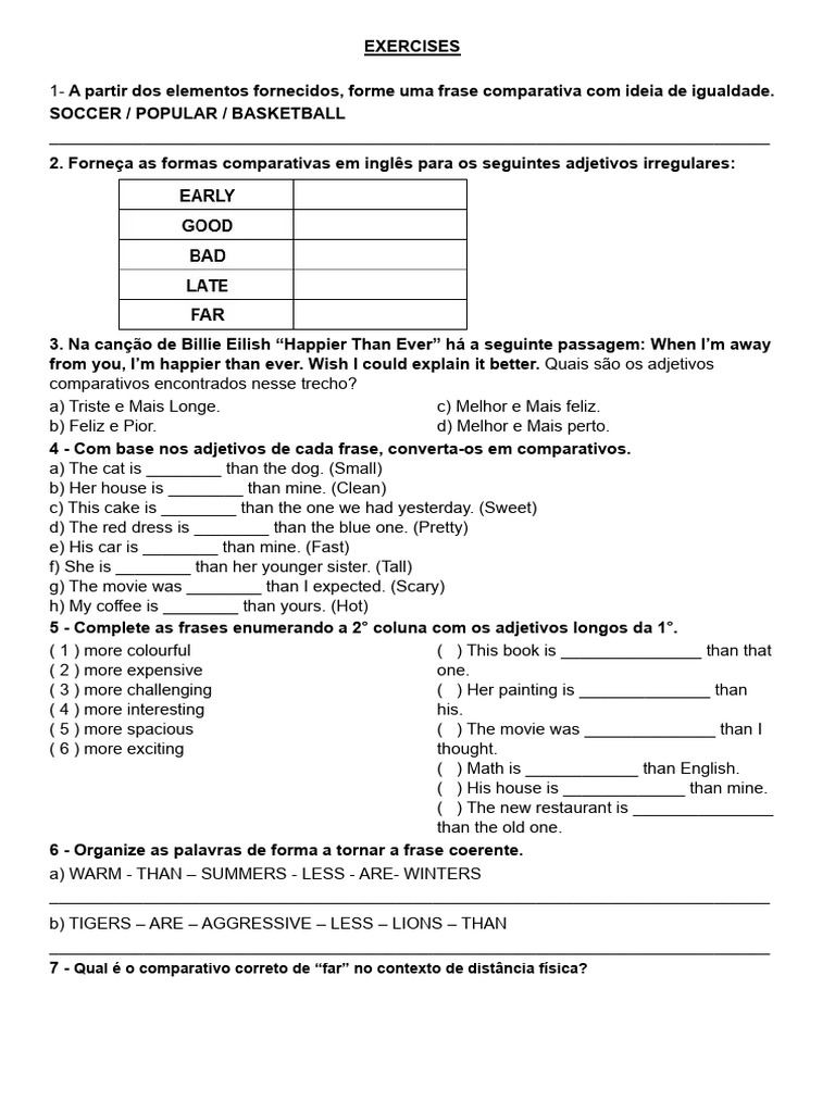 Exercises Adjetivos | PDF