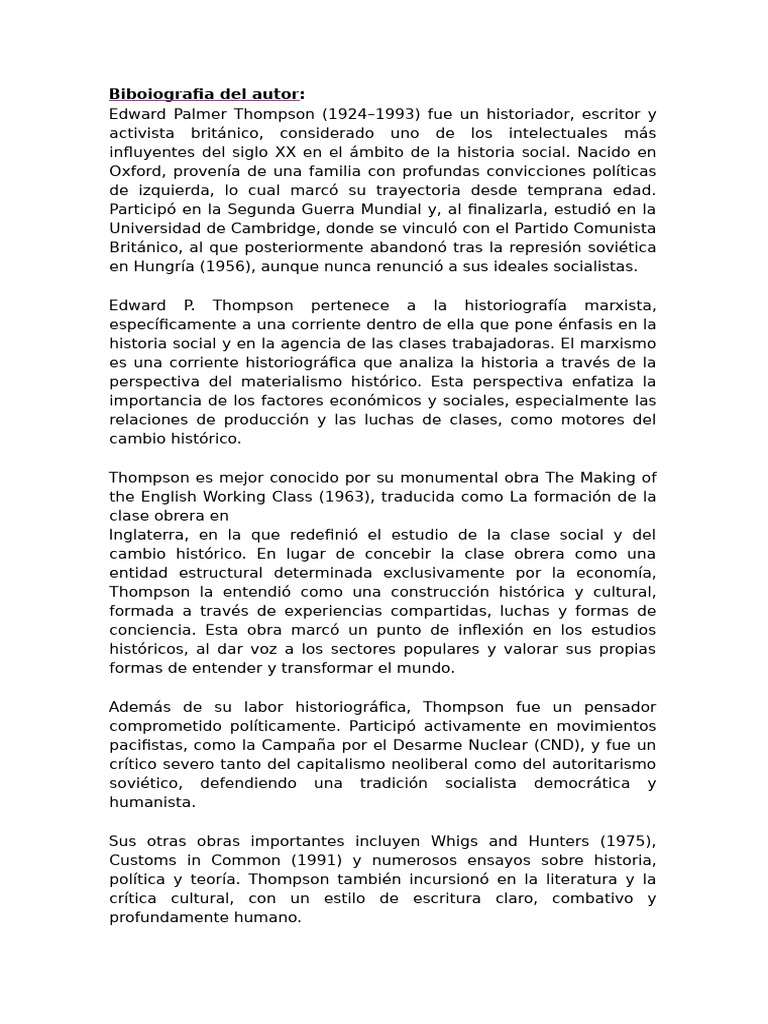 Edward P. Thompson | PDF | Panes | Educación en artes liberales
