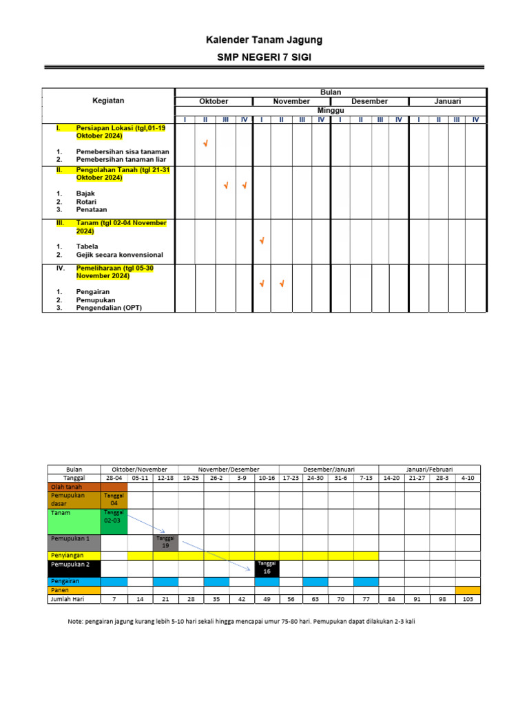Kalender Tanam Jagung SMPN 7 SIGI_Fix | PDF