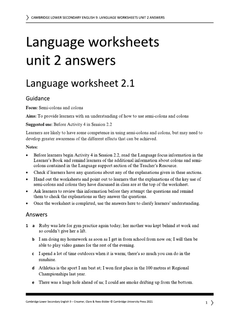 Unit 2 Answers 9 - 1 | PDF