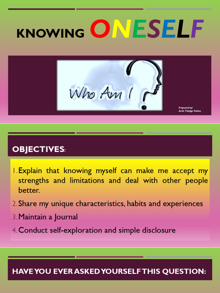 Perdev Module 1 Knowing - Oneself | PDF | Feeling | Thought
