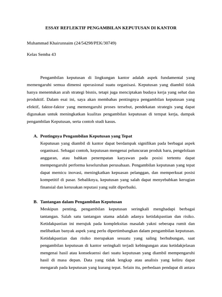 Essay Reflektif | PDF