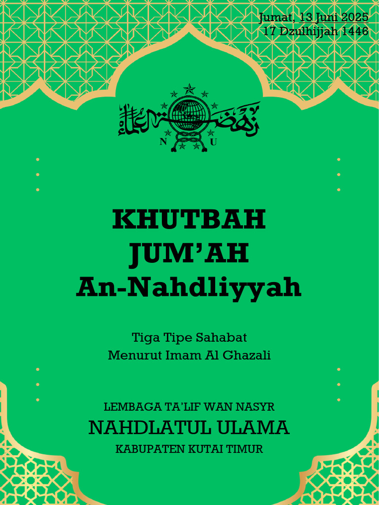 Khutbah Jumat - Tiga Tipe Sahabat Menurut Imam Al Ghazali | PDF