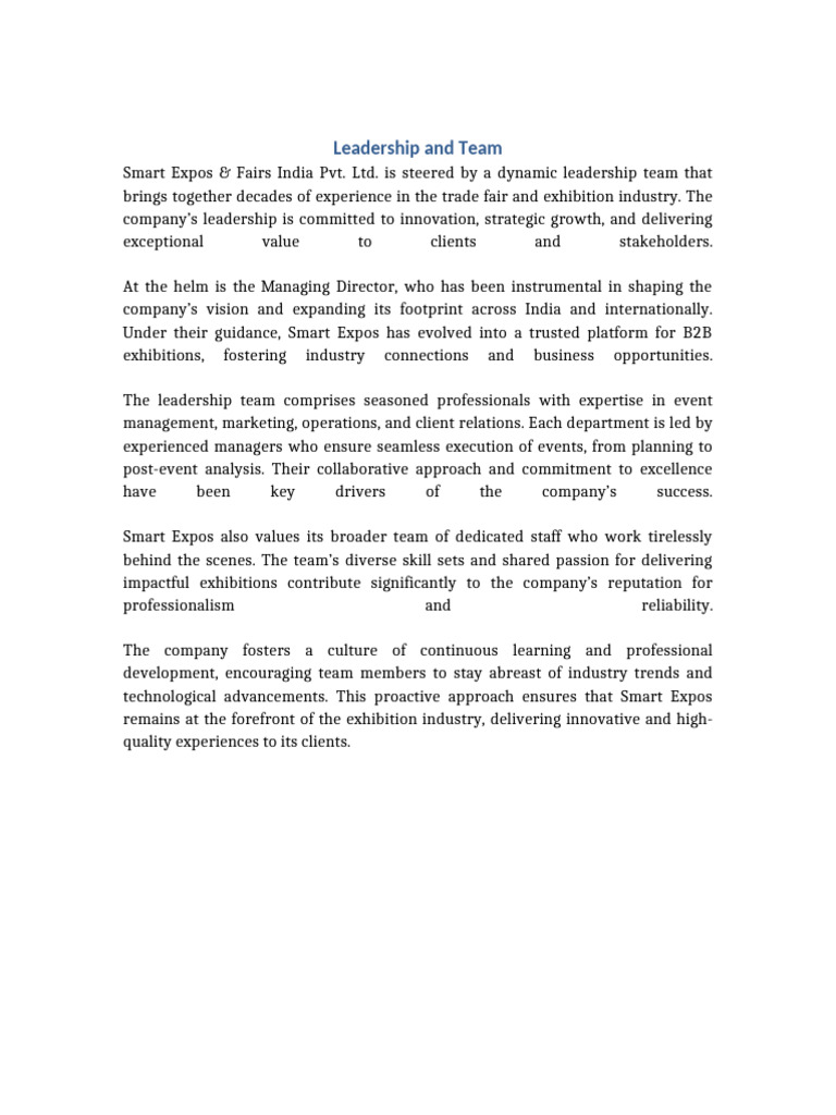 Leadership and Team Smart Expos | PDF