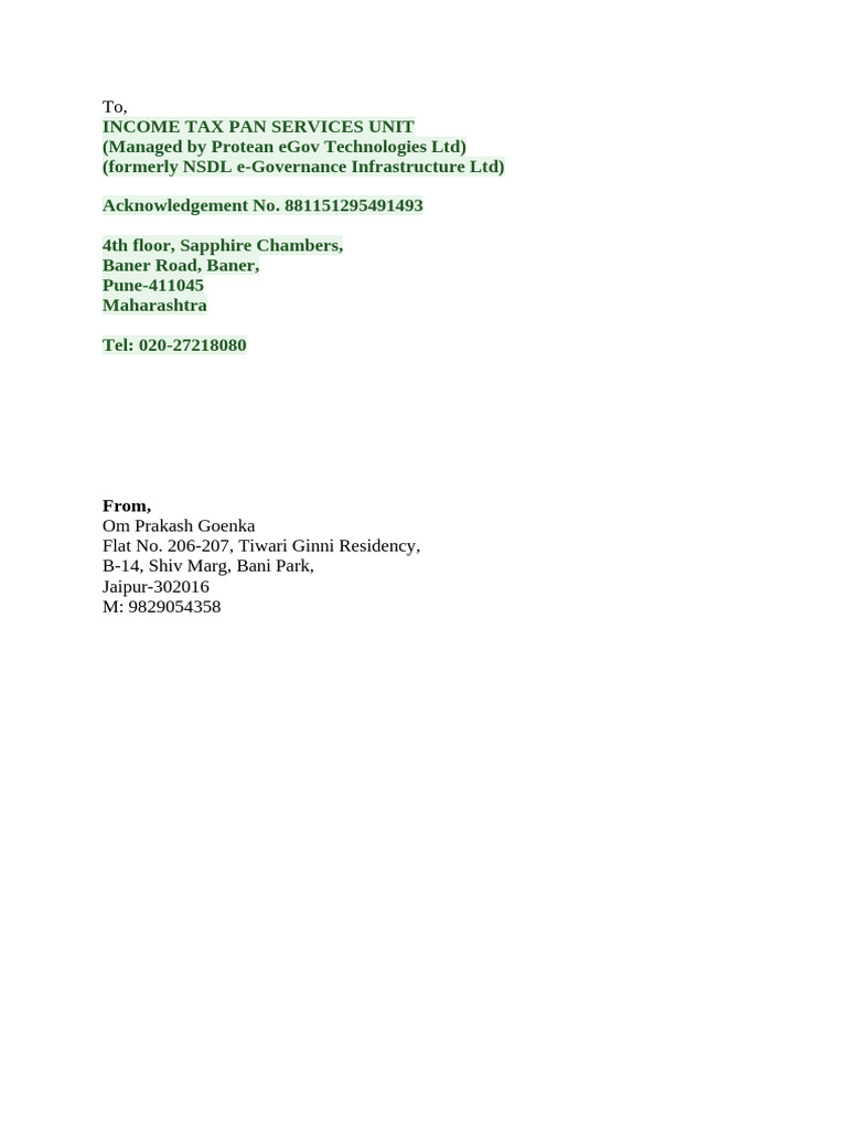 PAN Address Label | PDF