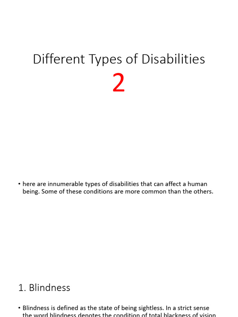 Different Types of Disabilities محاضرة 2 | PDF | Cerebral Palsy ...
