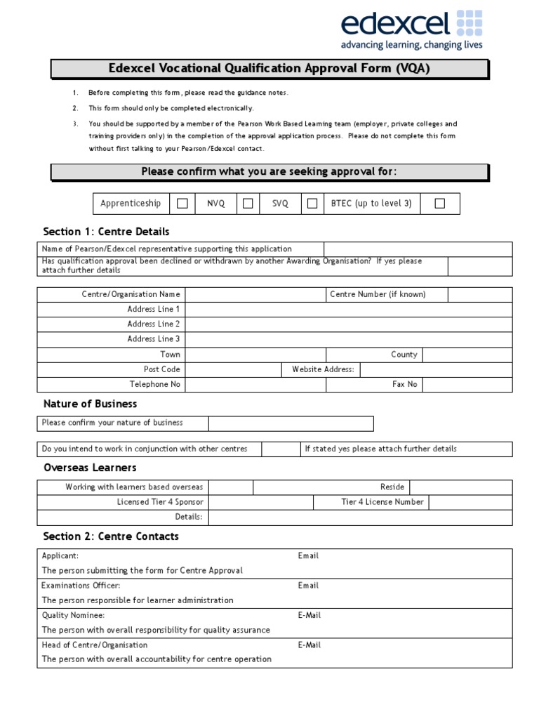 Vocational Qualification Approval Form | Download Free PDF ...