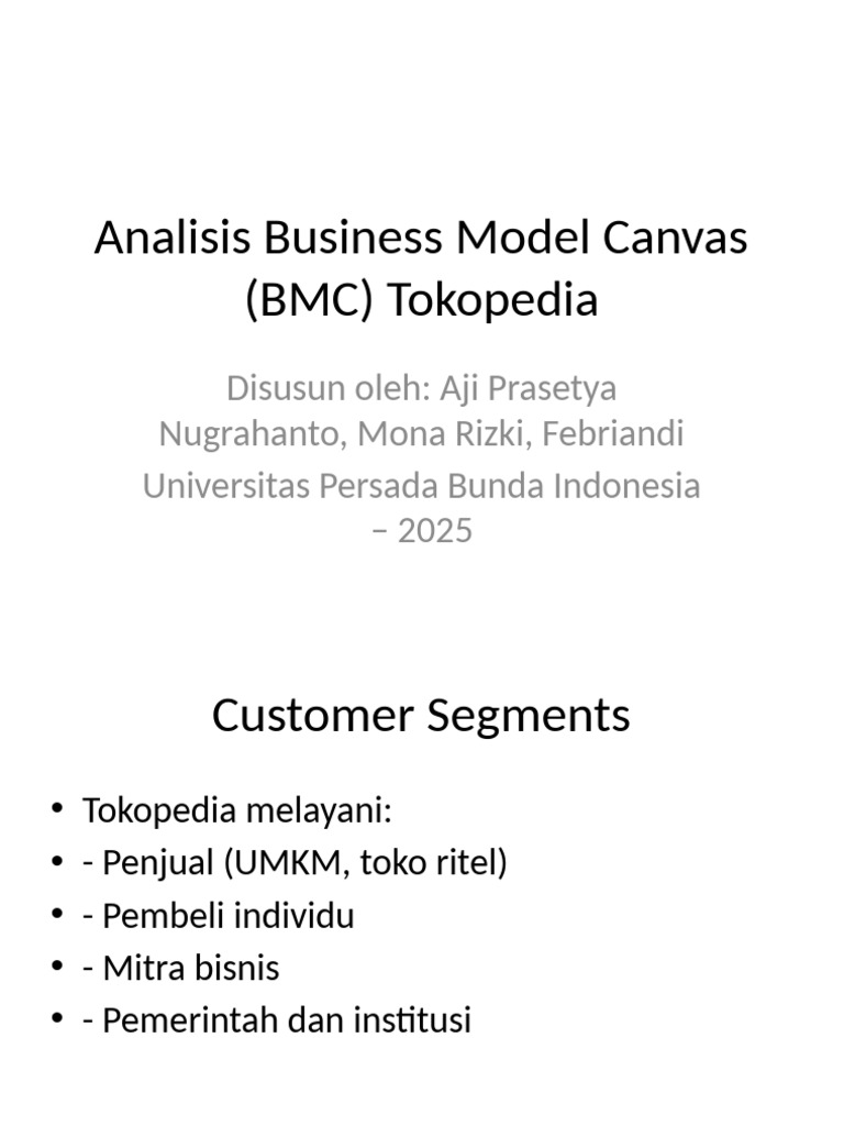 Analisis BMC Tokopedia 2025 | PDF