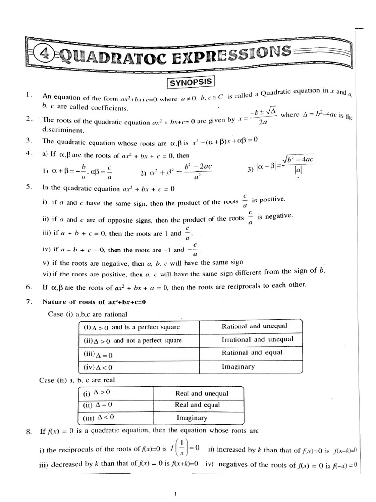 Quadratic Expressions - 1 | PDF