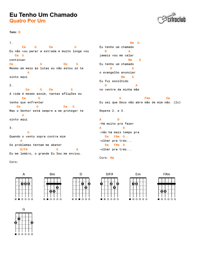 Cifra Club - Quatro Por Um - Eu Tenho Um Chamado | PDF