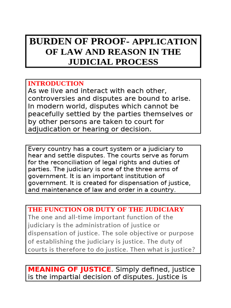 Lesson 11 - Burden of Proof - Application of Law and Reason in The ...
