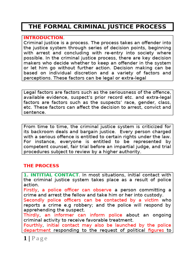 Overview of the Criminal Justice Process | PDF | Arrest | Plea