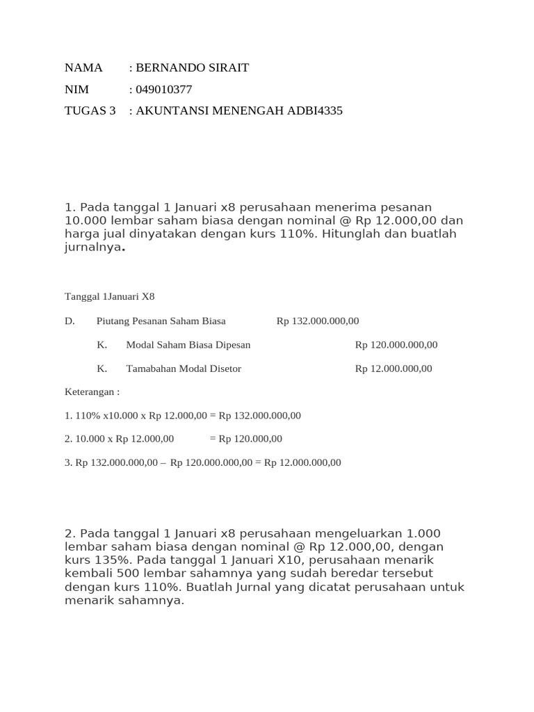 TUGAS 3 Akuntansi Menengah | PDF