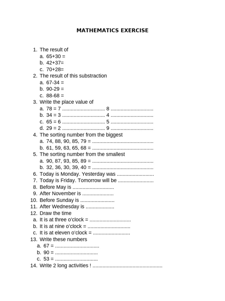 Mathematics Exercise | PDF