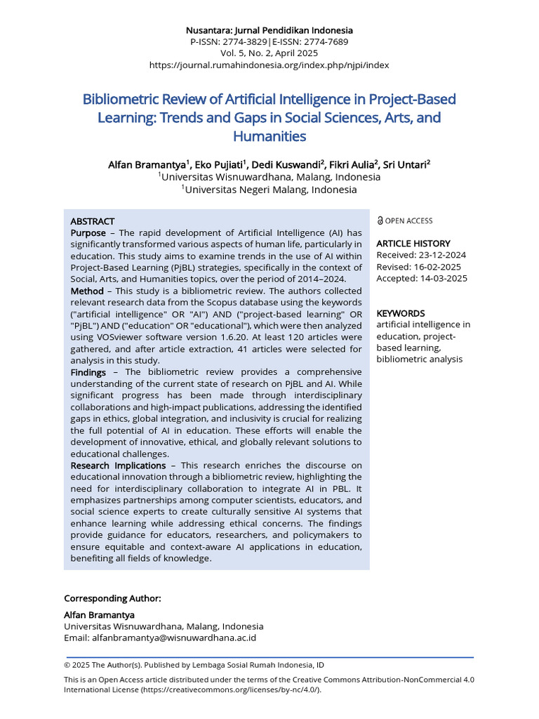 Bibliometric Review of Artificial Intelligence in | PDF | Artificial Intelligence | Intelligence ...