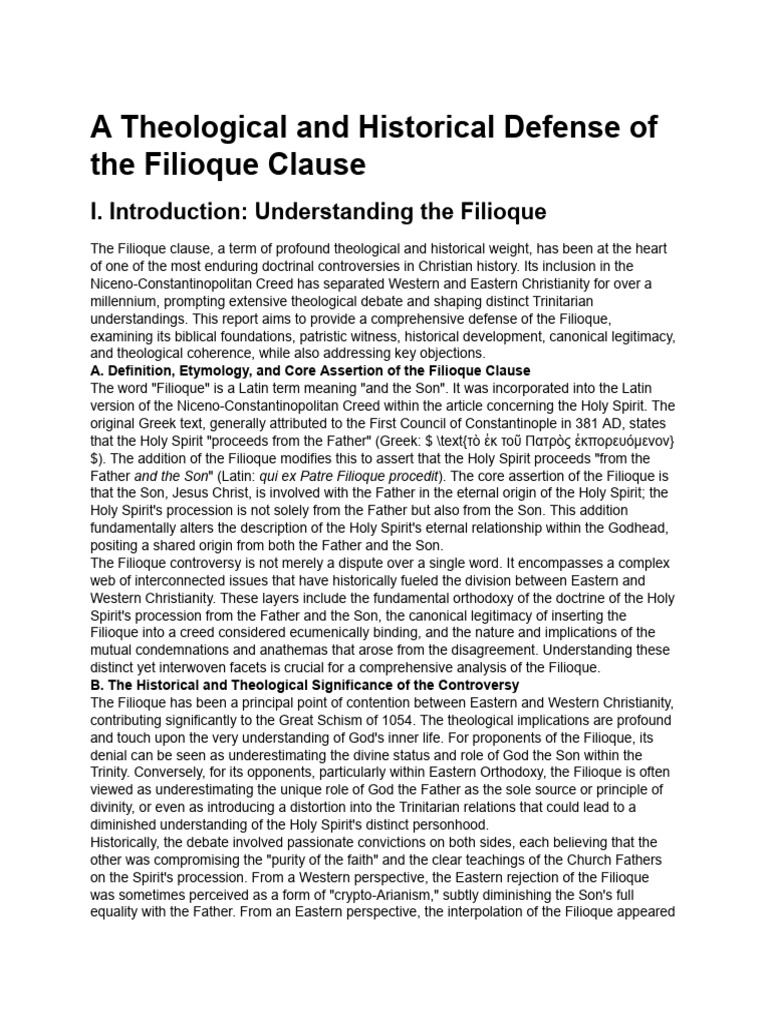 Defending The Filioque Doctrine | PDF | Trinity | God The Father