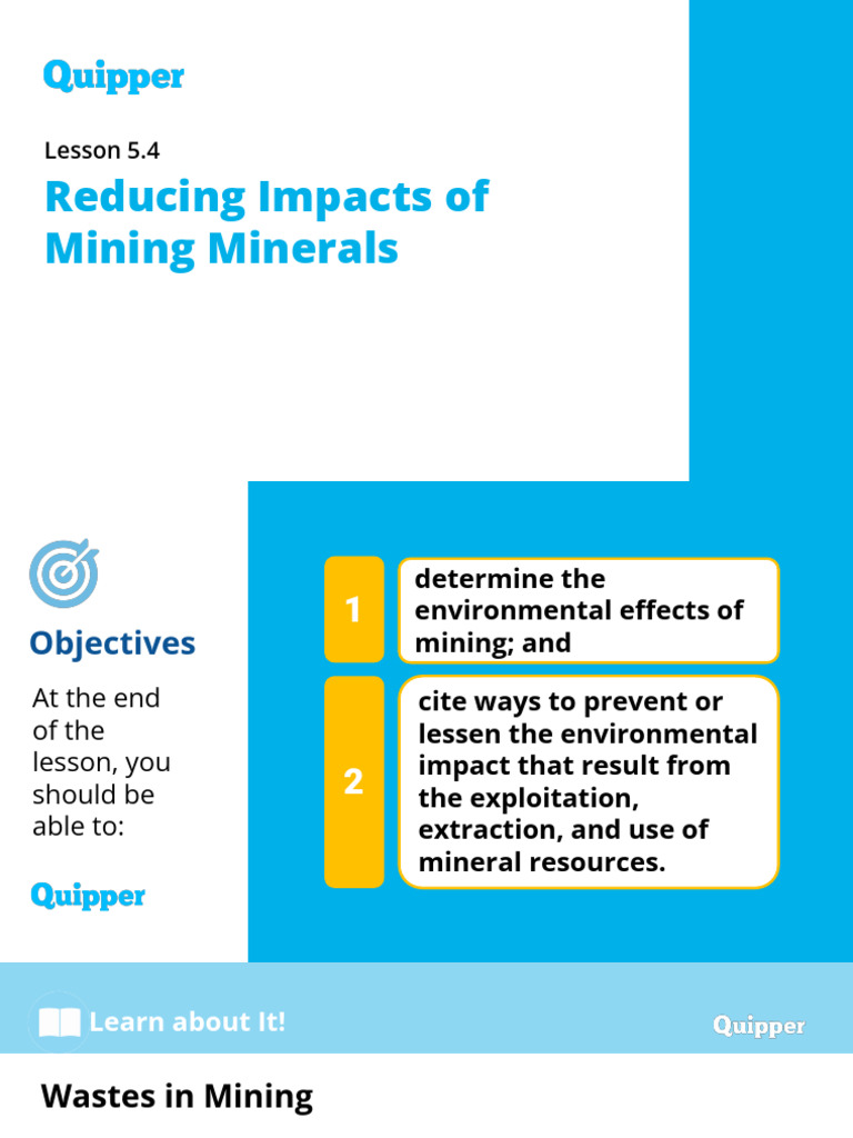 Earth Science SHS 5.4 Reducing Impacts of Mining Minerals | PDF ...