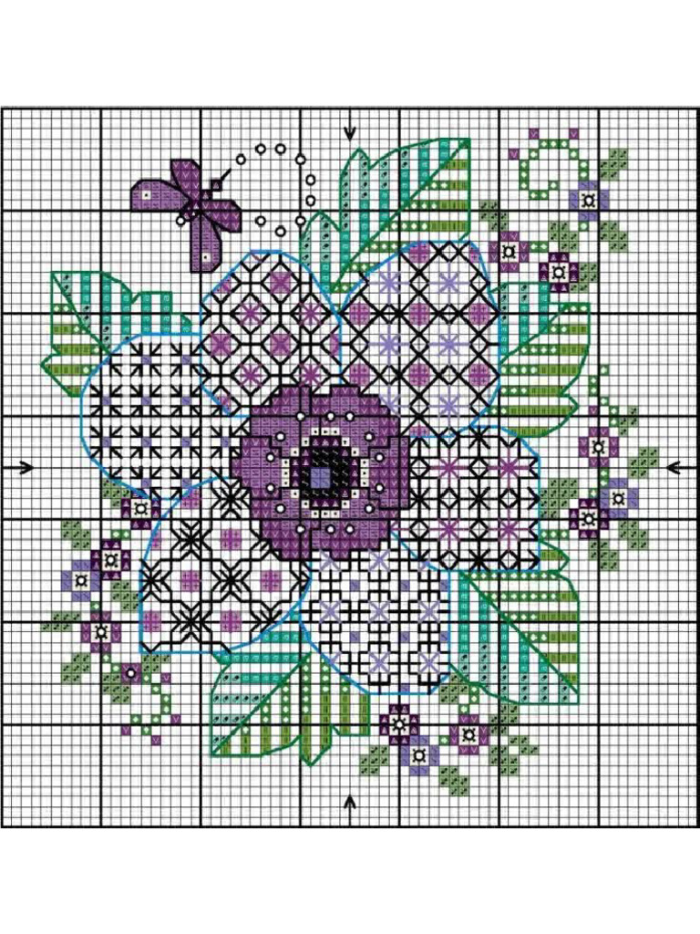 Blackwork Anemone Cross Stitch Pattern | PDF