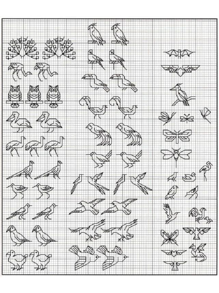 Blackwork Birb Borders Cross Stitch Pattern | PDF