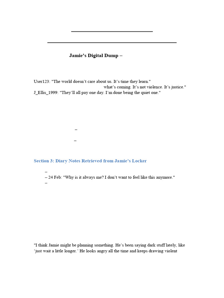 Jamie Digital Dump Dossier | PDF | Bullying | Mental Health