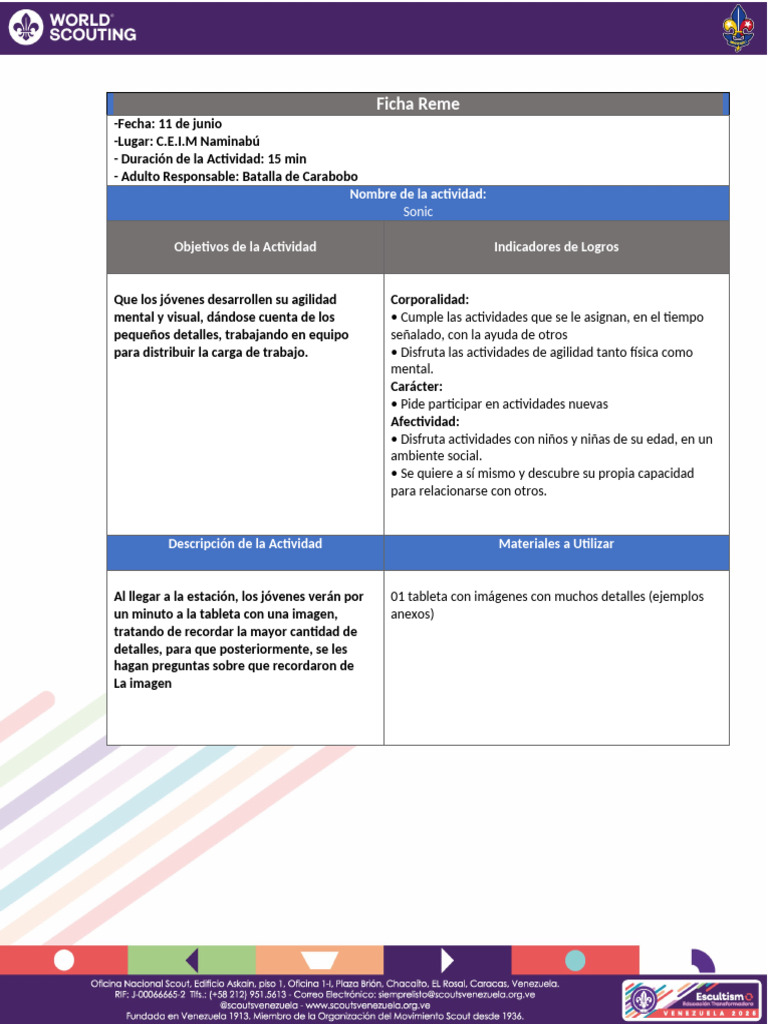 FICHA REME Estacion#2 Sonic | PDF