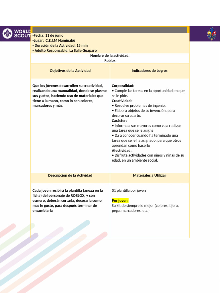 FICHA REME Estacion#1 Roblox | PDF