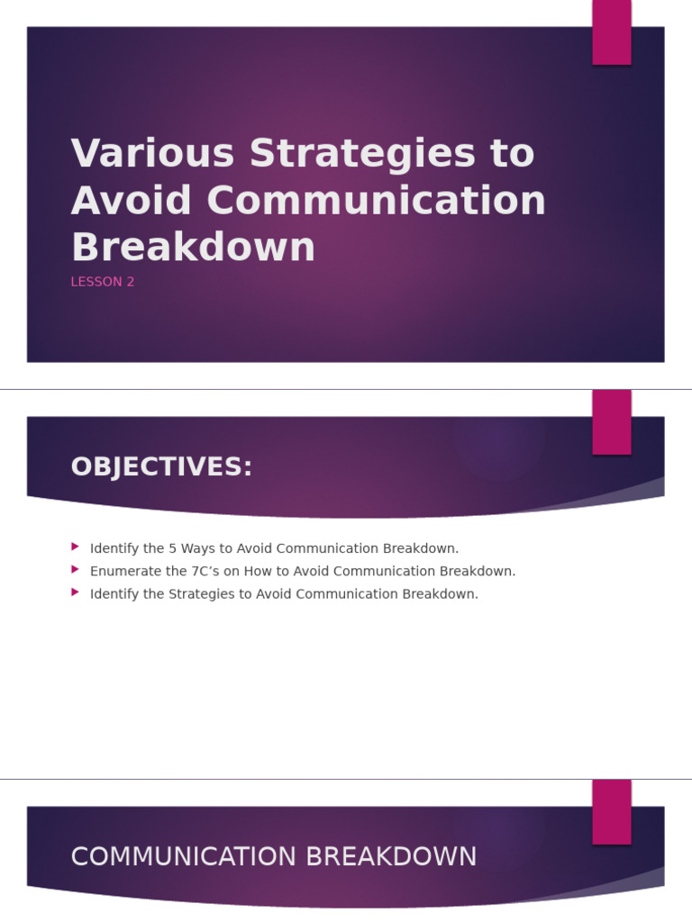 Various Strategies To Avoid Communication Breakdown 11 | PDF ...