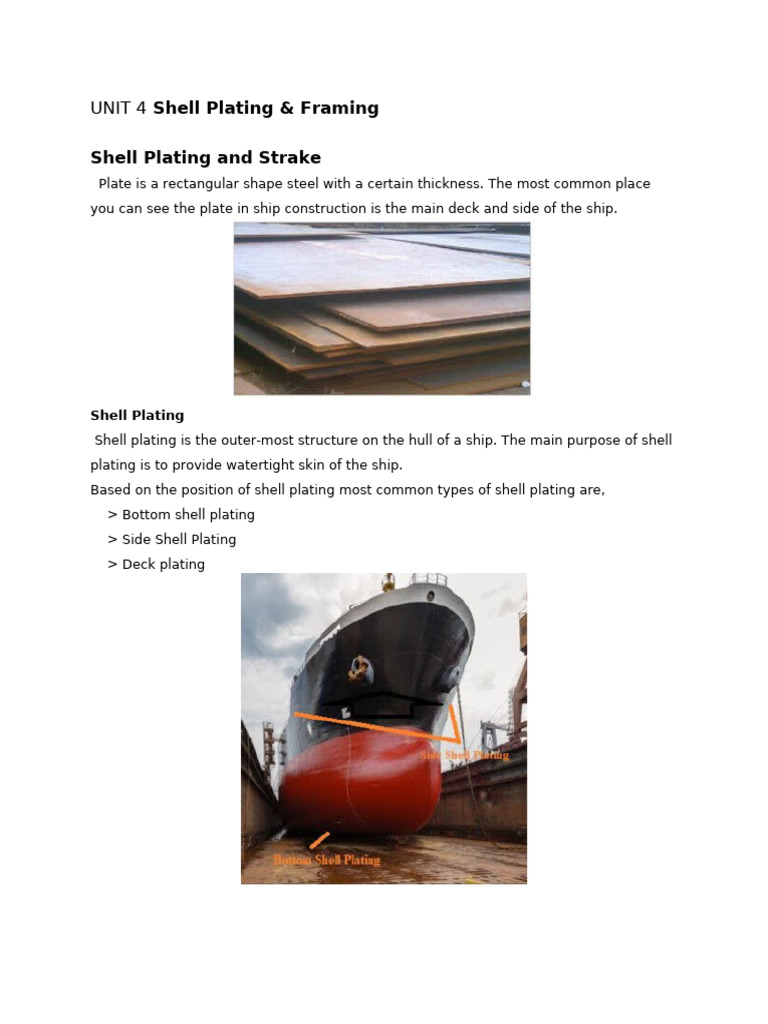 UNIT 4 Shell Plating | PDF | Deck (Ship) | Hull (Watercraft)