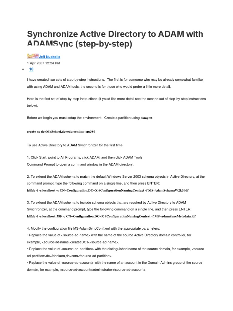 Synchronize Active Directory To Adam Pdf Active Directory Port Computer Networking