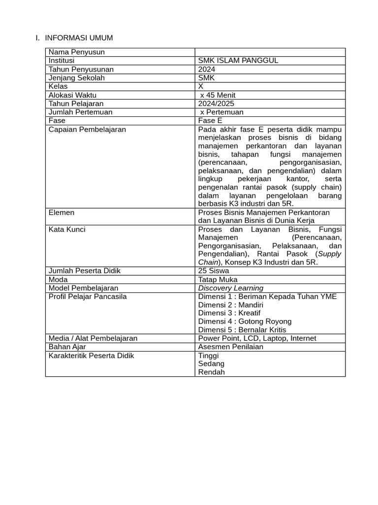 Elemen 1 (Teknik Dasar Aktivitas Perkantoran Di Bidang) | PDF