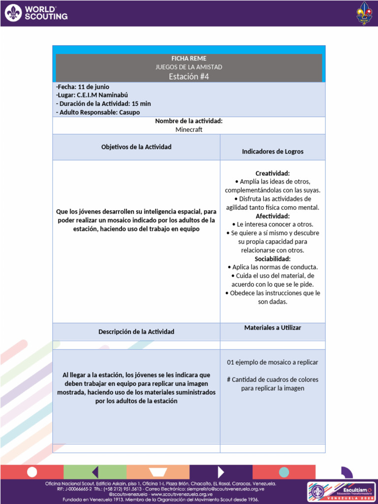 Ficha REME Estacion#3Minecraft | PDF | Sicología | Ciencias del comportamiento