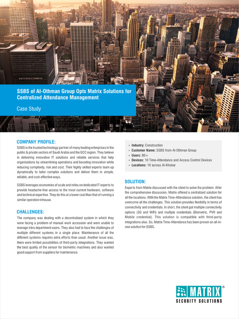Matrix COSEC SSBS Case Study | PDF | Telecommunications | Information Technology