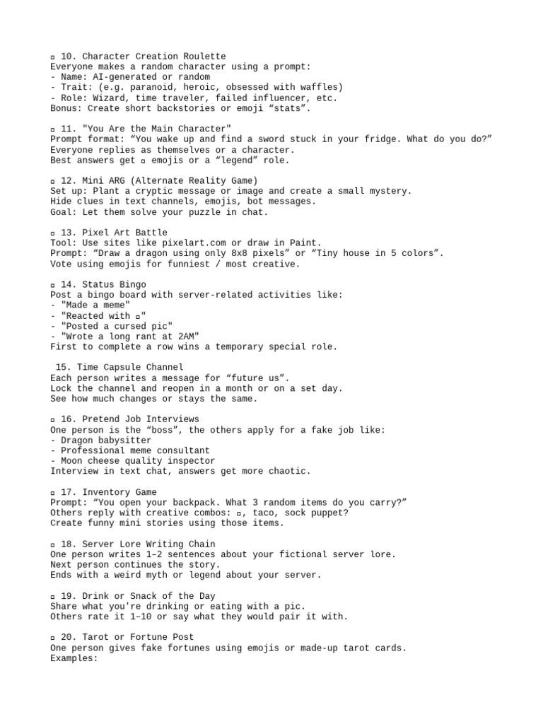 Discord Event Ideas 2025-06-15 (1) | PDF