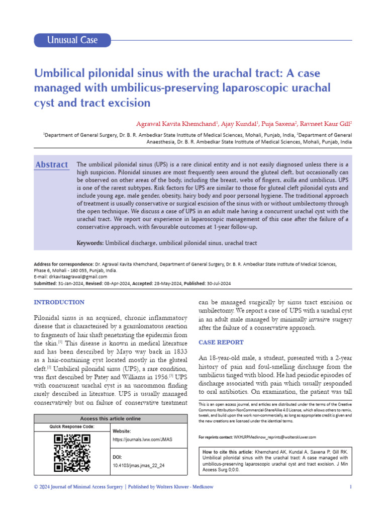 Umbilical Pilonidal Sinus With The Urachal Tract .63 | PDF | Diseases ...