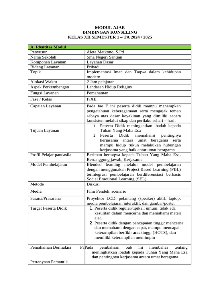 Modul Ajar Siap Mengajar | PDF
