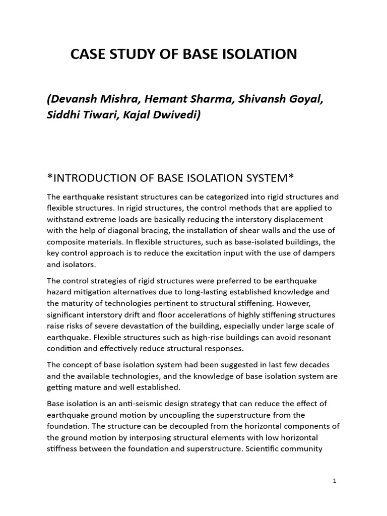 Case Study of Base Isolation | PDF | Earthquake Engineering | Strength ...