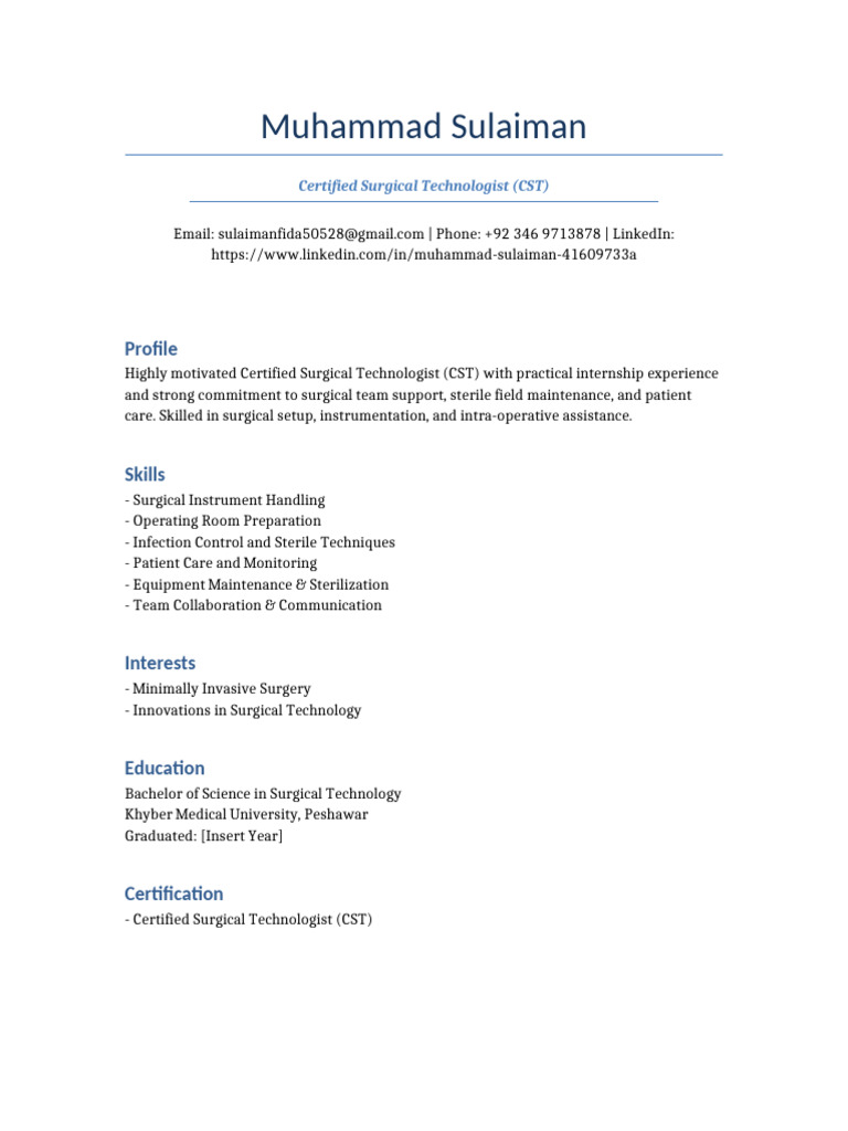 Muhammad Sulaiman CV | PDF