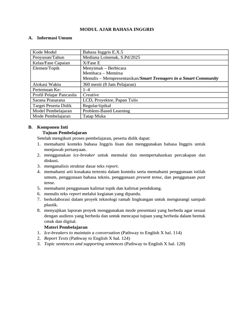 Modul Ajar Bing Unit 5 | PDF