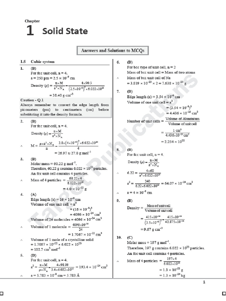 MHT-CET PSP - Chemistry - Solutions For Questions From 1999 To 2021 of The Chapter Solid State | PDF