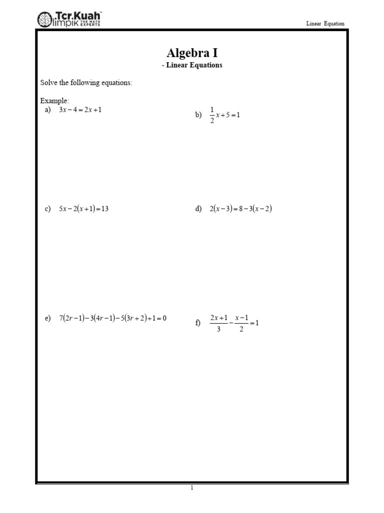 Chapter 1 - Linear Equation I | PDF | Equations | Length