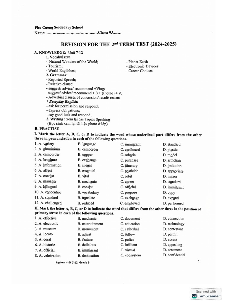 Ta9 Phú Cường HK2 | PDF