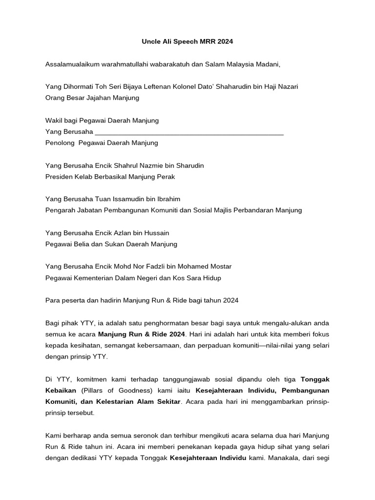 Uncle Ali Speech MRR 2024 | PDF