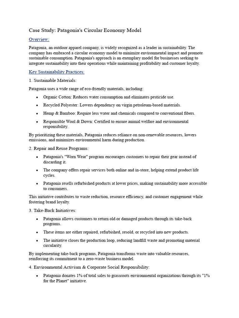 Case Study - Circular Economy | PDF | Sustainability | Economy And The Environment