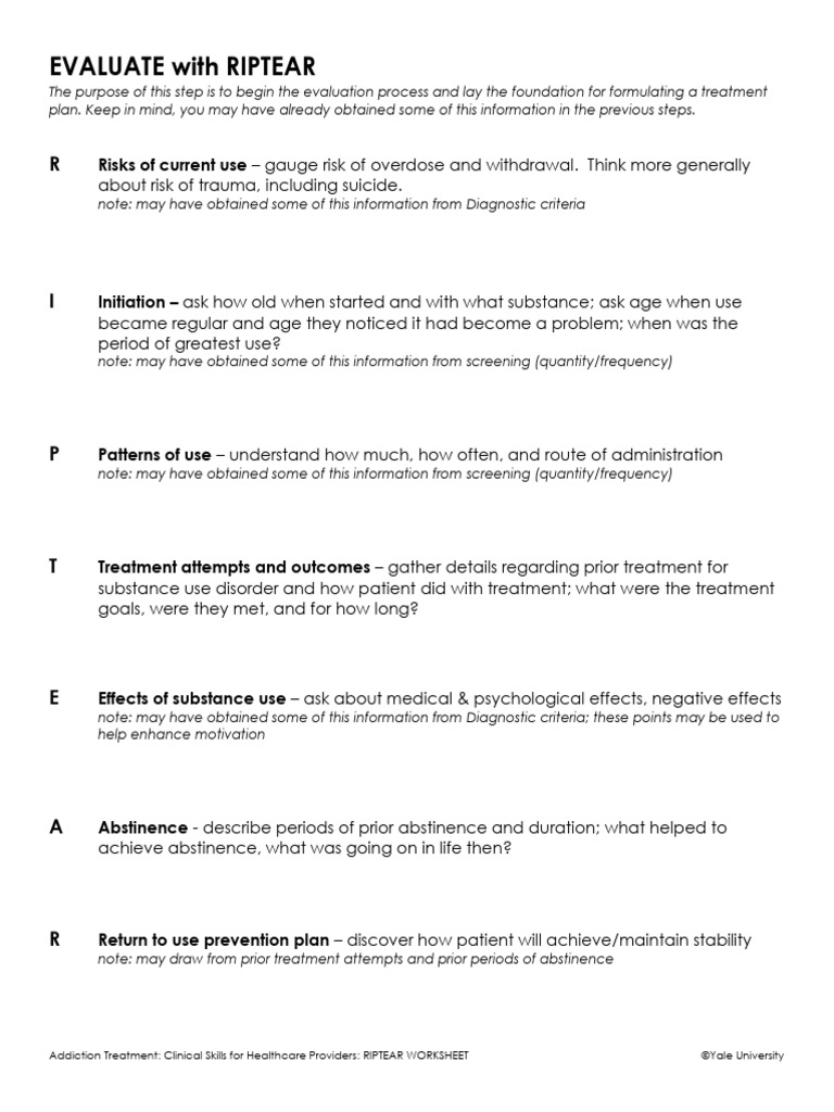RIPTEAR Evaluation for Addiction Treatment | PDF